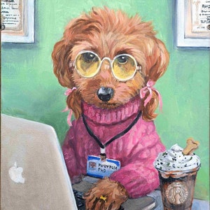 Mini Golden Doodle Ruby Dog Painting Custom Pet Portraits Personalized ...