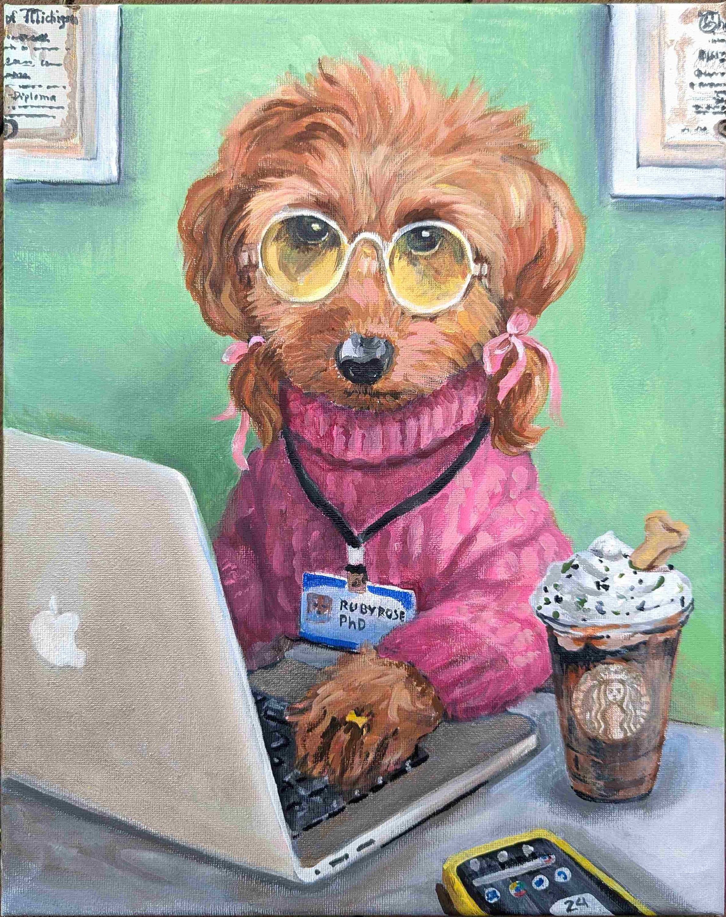 Mini Golden Doodle Ruby Dog Painting Custom Pet Portraits Personalized ...