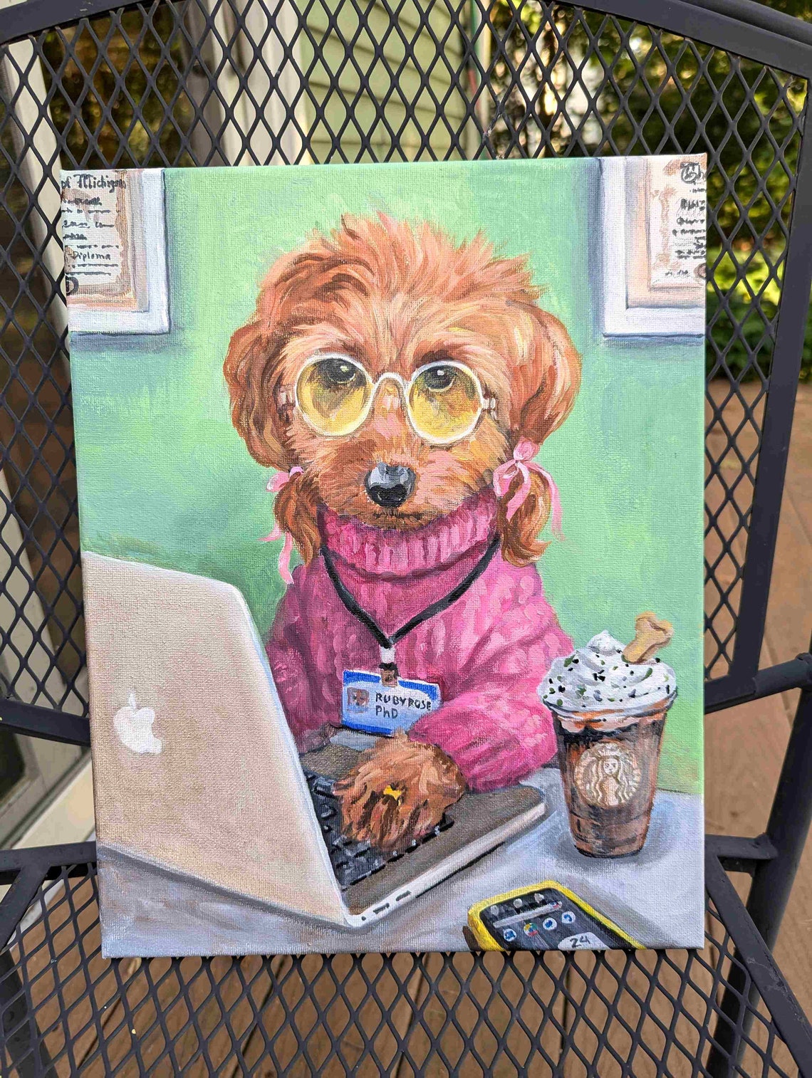 Mini Golden Doodle Ruby Dog Painting Custom Pet Portraits Personalized ...