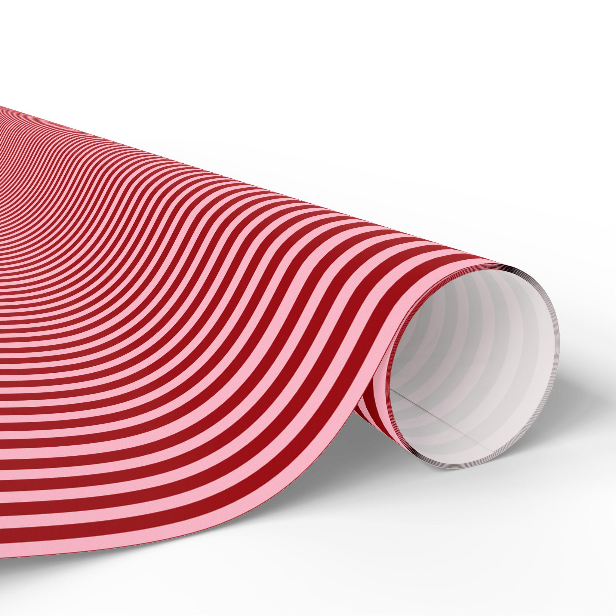 Classic Luxury Christmas Stripe Wrapping Paper, Pink & Red Gift Wrap ...