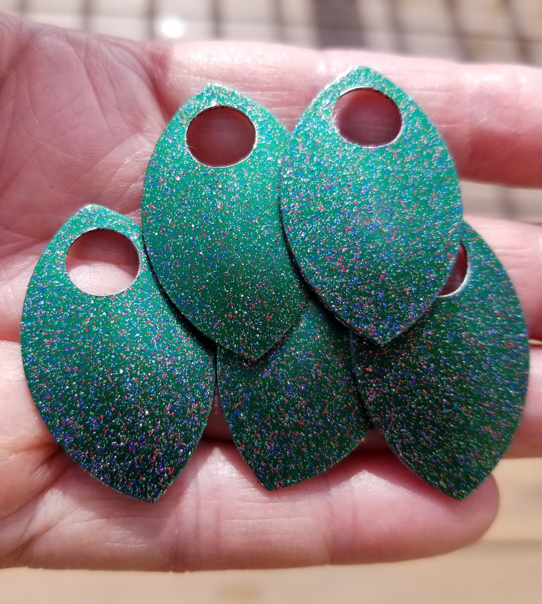 Dragon Scales - Aluminum - Large - BRIGHT Green Rainbow Glitter - Set ...