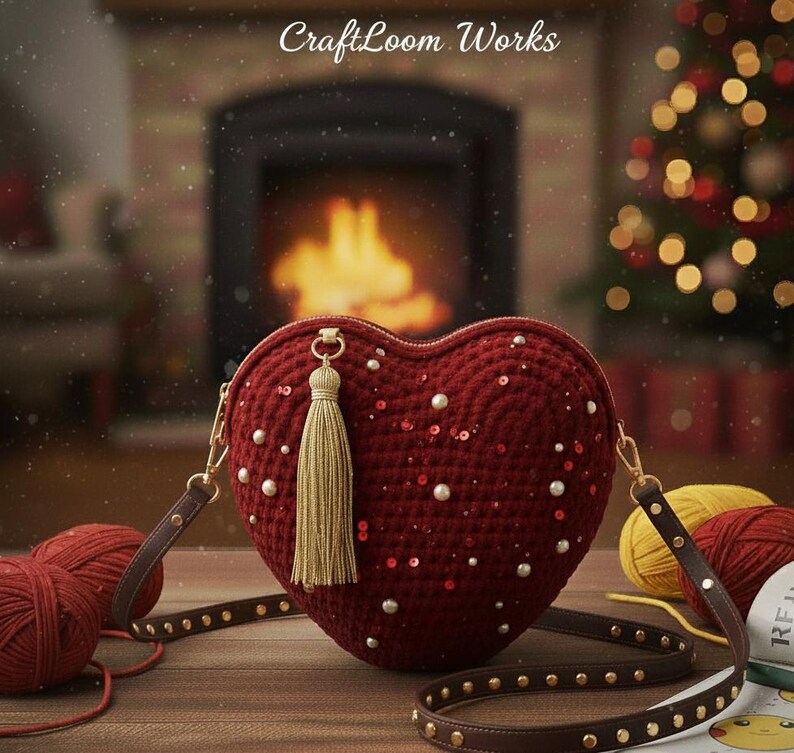 Crochet Heart Bag Pattern PDF | Beaded Crossbody Handbag - Etsy