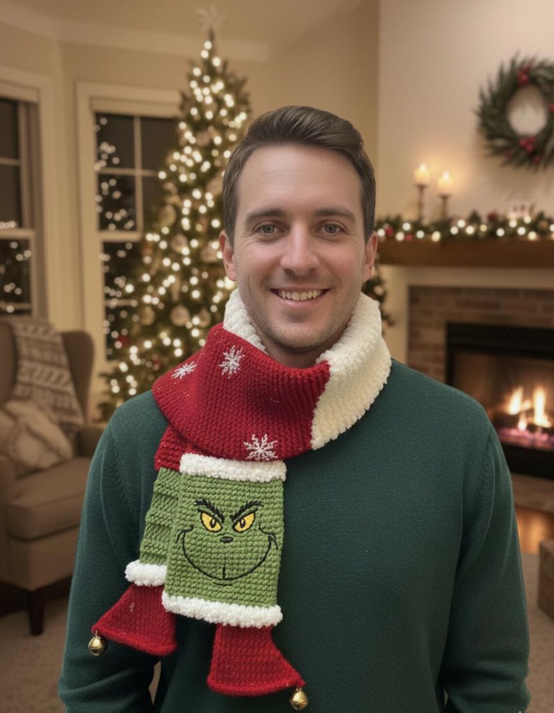 Grinch Inspired Christmas Knitted Scarf Pattern-instant Download PDF - Etsy