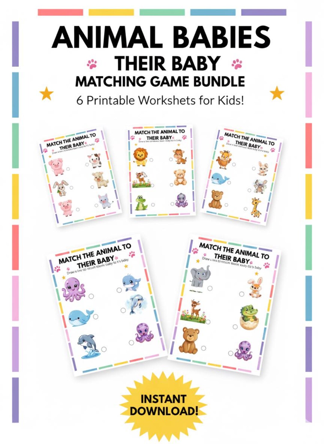 Animal Babies Matching Game | Printable Montessori Cards (PDF) - Etsy