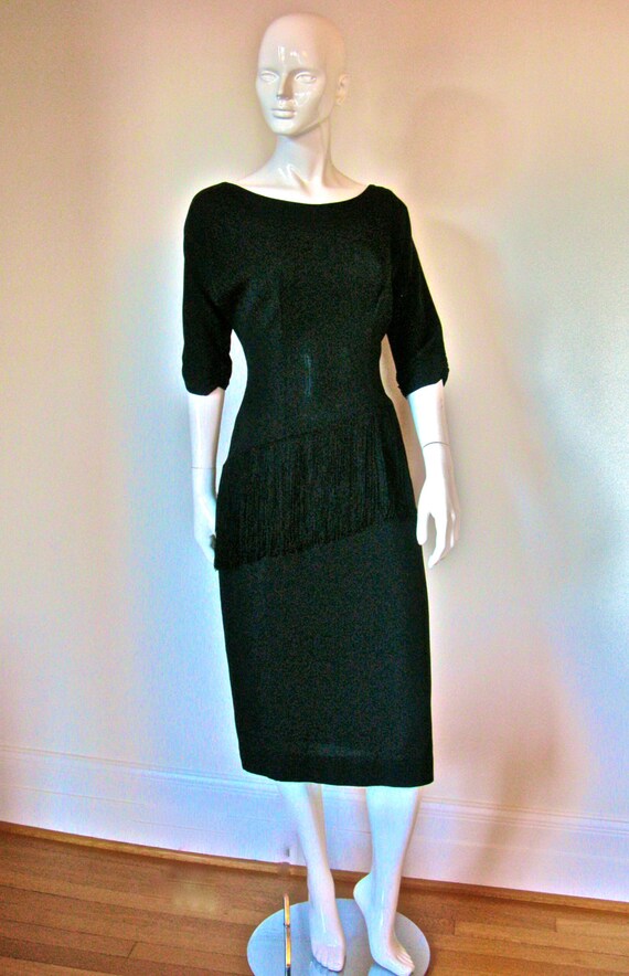 Vintage 1940s Black Rayon Fringe Trim Rosenfeld Origi… - Gem