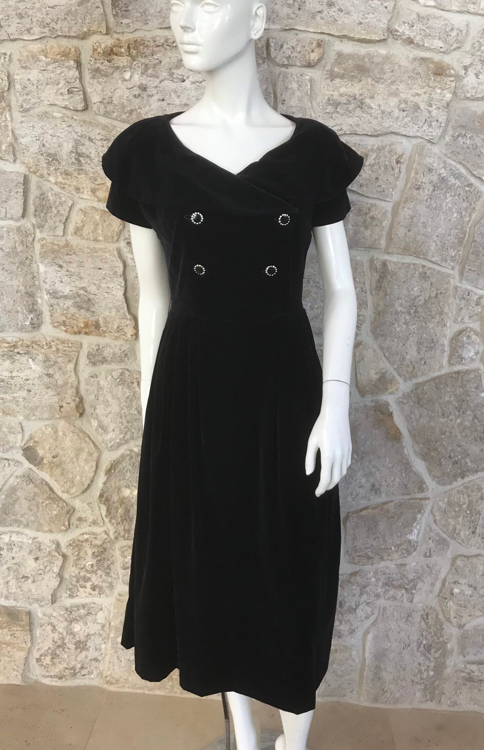 Vintage 1940s 1950s Jonathan Logan Black Velveteen Double Breasted ...