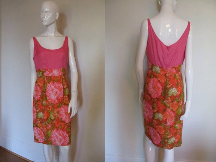 Vintage 1960's Gale Mitchell Tropical Colored Floral 2pc Set Dress With ...