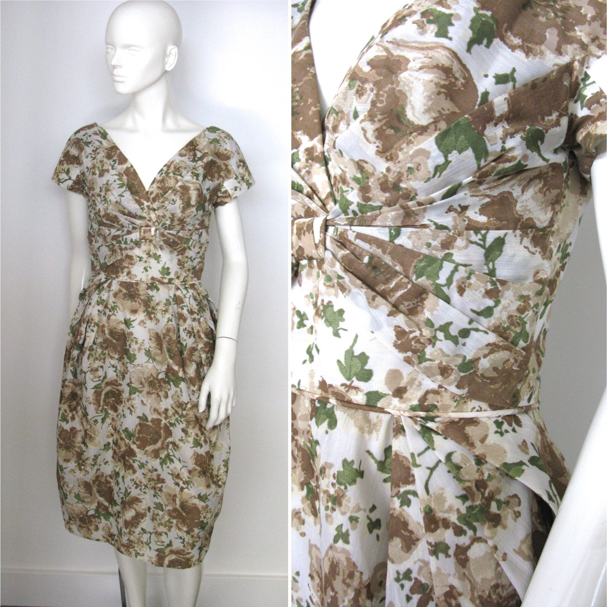 Vintage 1950s 1960s Peggy Hunt Floral Wiggle Dress XS/S - Etsy