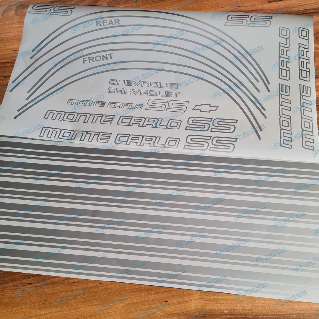 Monte Carlo SS Silver Restoration Decals and Stripes Kit (1985-1986) - Etsy