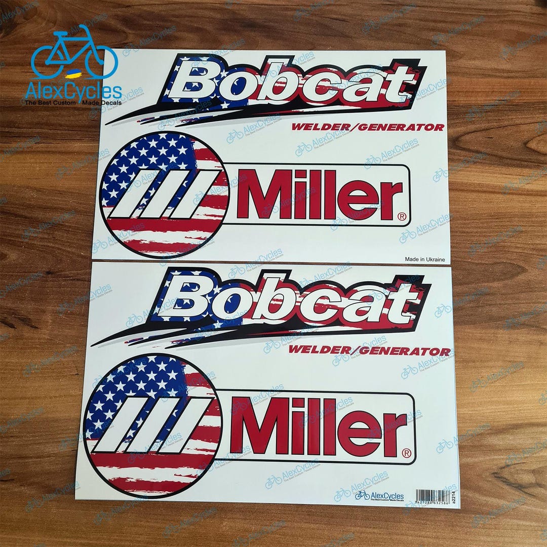 Bobcat Miller Welder Generator Patriotic USA Flag Laminated Decals ...