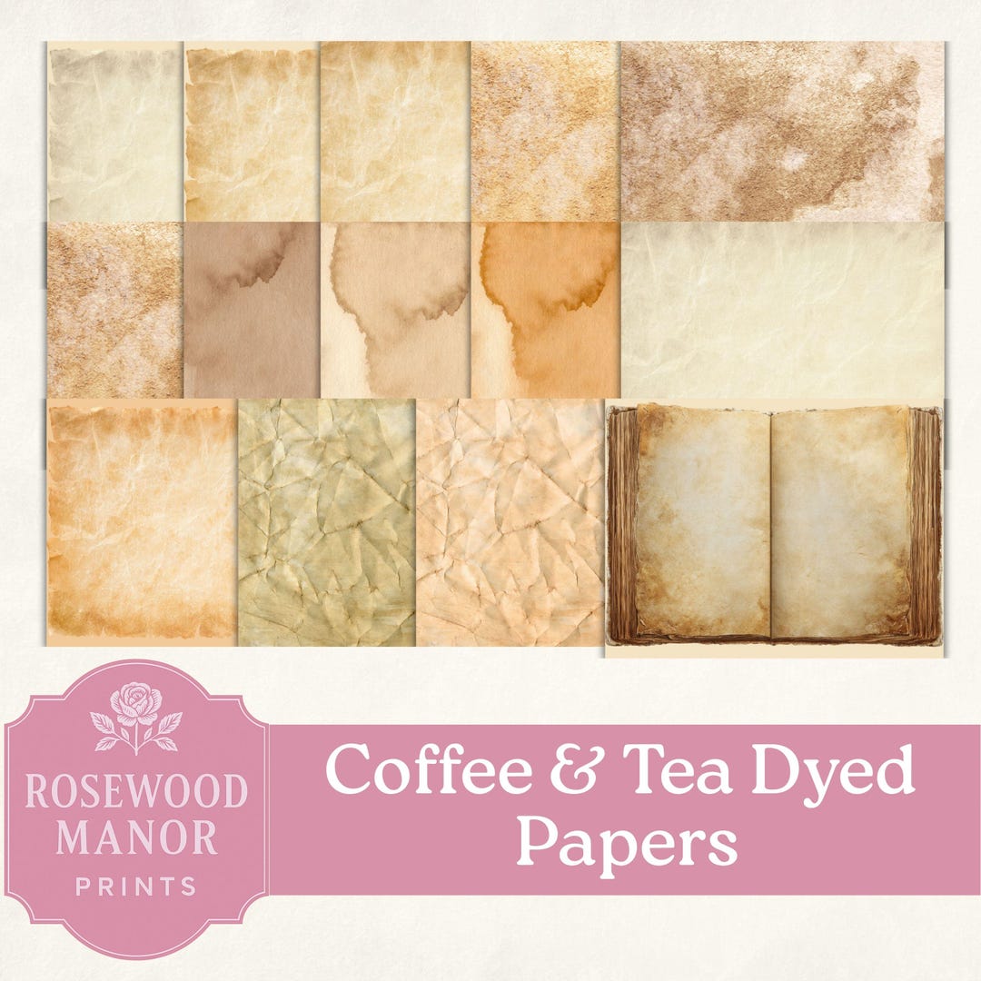 Coffee & Tea Dyed Style Papers, 8.5 X 11, Rosewood Manor Prints ...