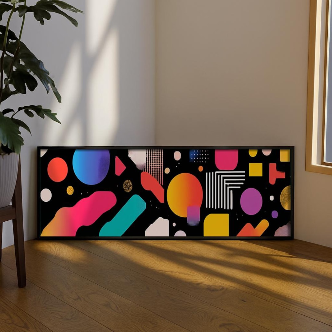 Modern Abstract Long Narrow Canvas Wall Art : Geometric Tall Narrow ...