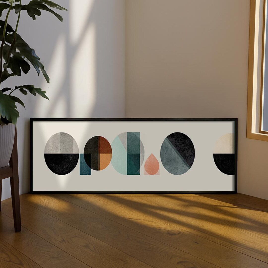 Mcm Bauhaus Long Narrow Wall Art : Geometric Framed Home Decor - Etsy