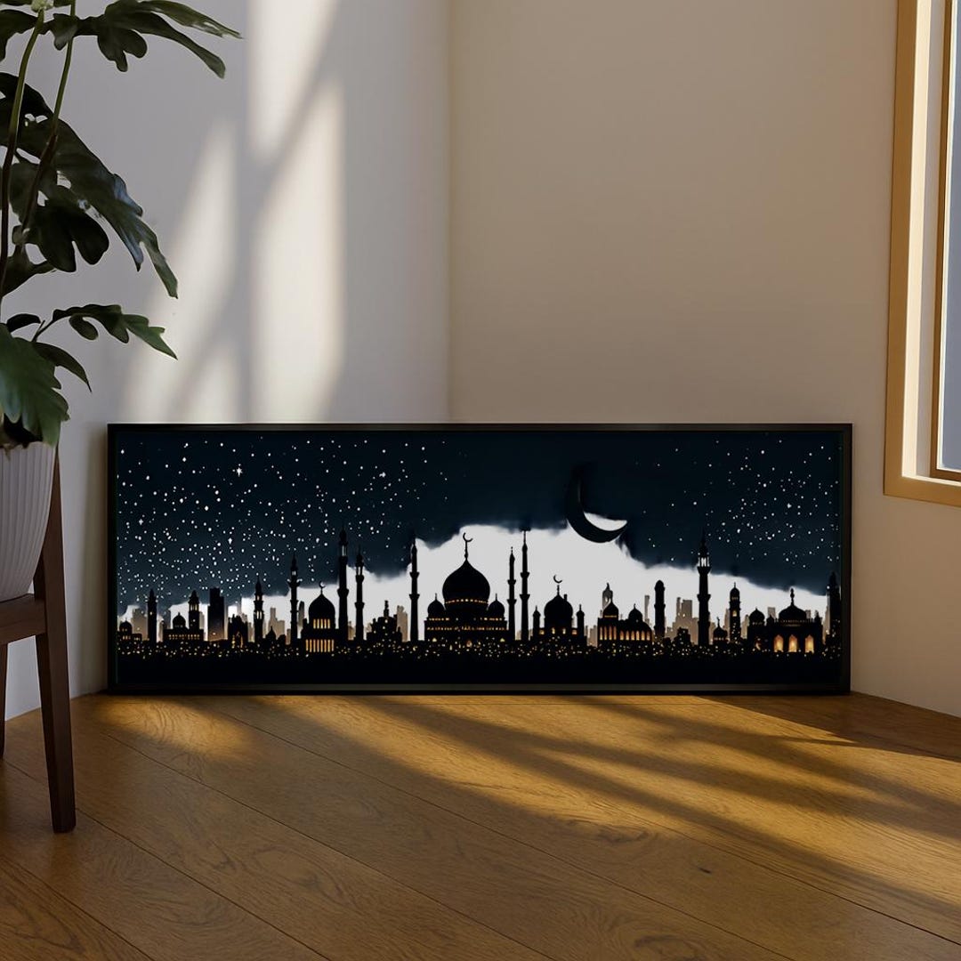 Islamic Long Narrow Wall Art : Cultural Night Cityscape Decor - Etsy
