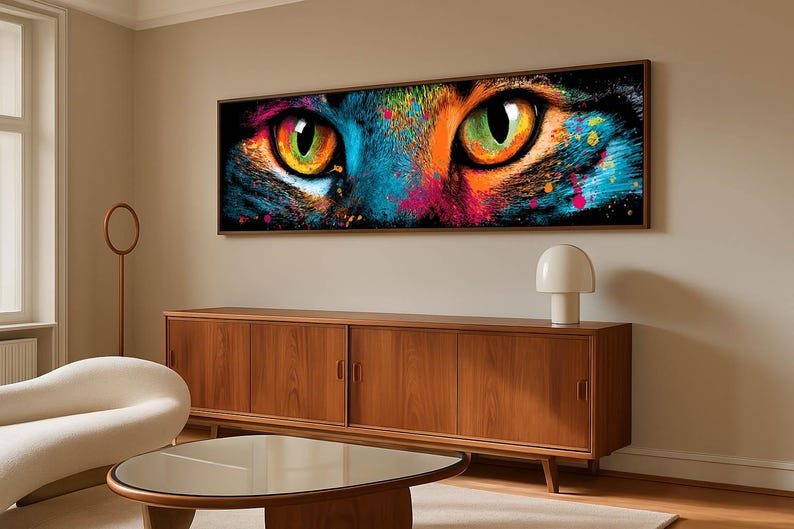 Cat Eyes Long Narrow Wall Art : Panoramic Animal Canvas Decor - Etsy