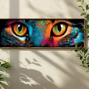 Cat Eyes Long Narrow Wall Art : Panoramic Animal Canvas Decor - Etsy