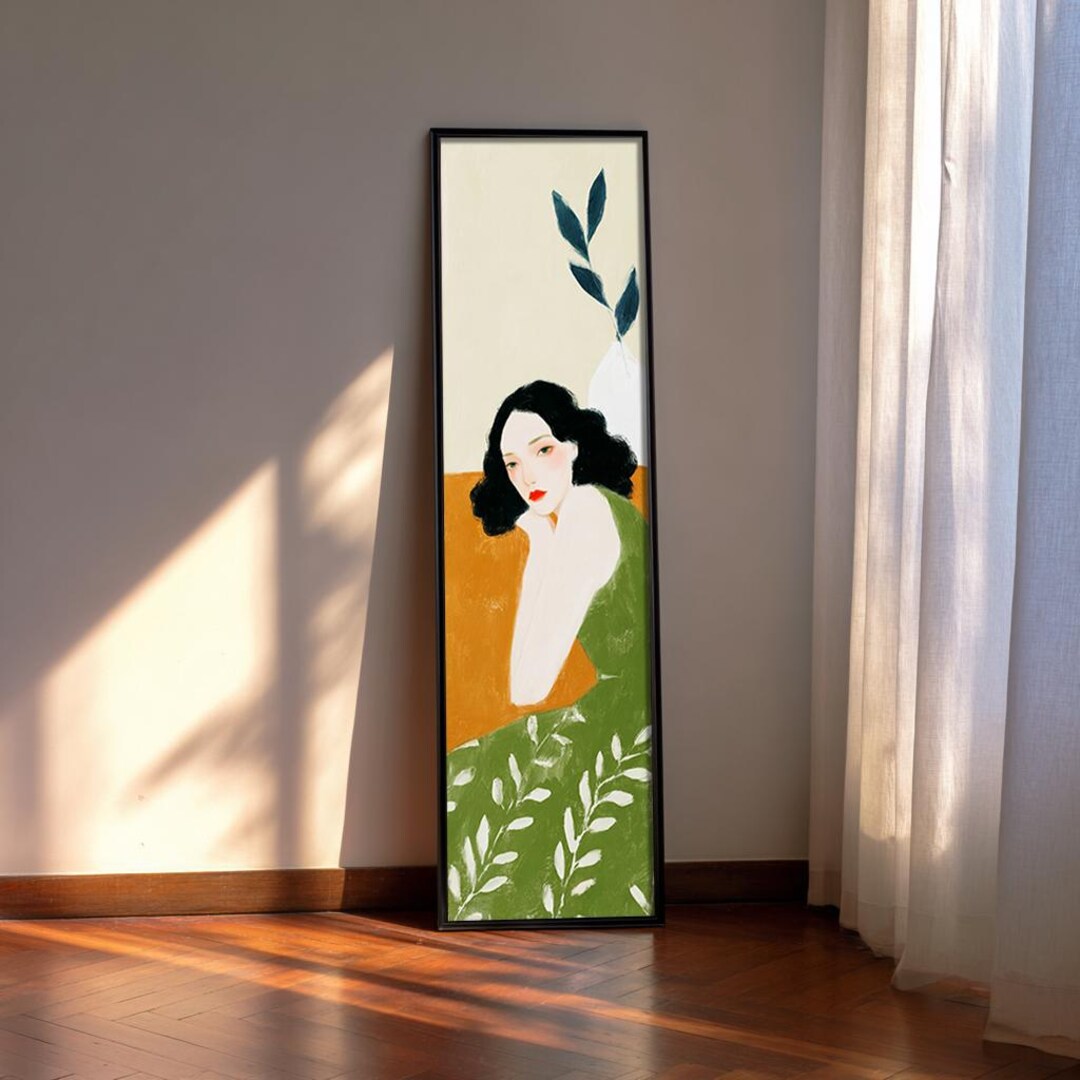 Abstract Portrait Tall Narrow Wall Art : Framed Modern Figurative ...