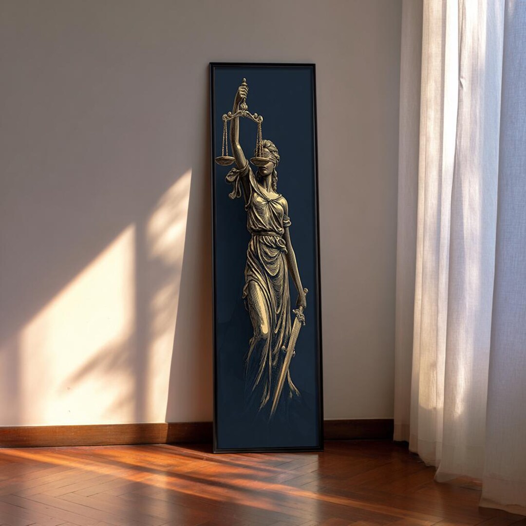 Lady Law Statue Tall Narrow Wall Art : Vertical Classic Sculpture Decor ...