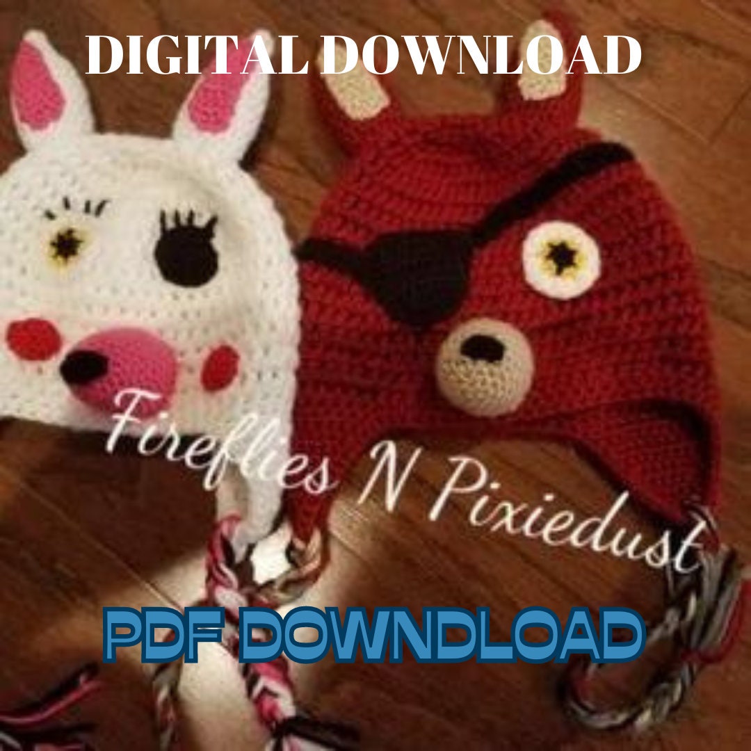 Five Nights at Freddy's Foxy and Mangle Inspired Hats - PATTERN - Etsy