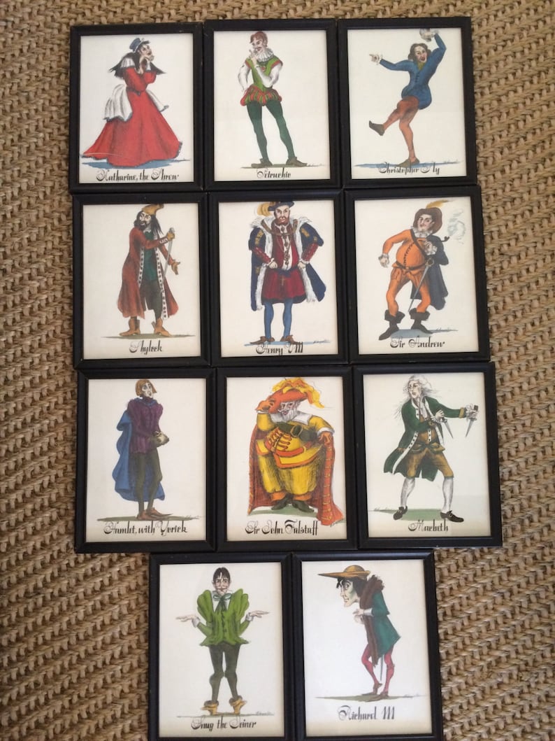 SET of 12 Framed Shakespeare Character Illustrations - Etsy