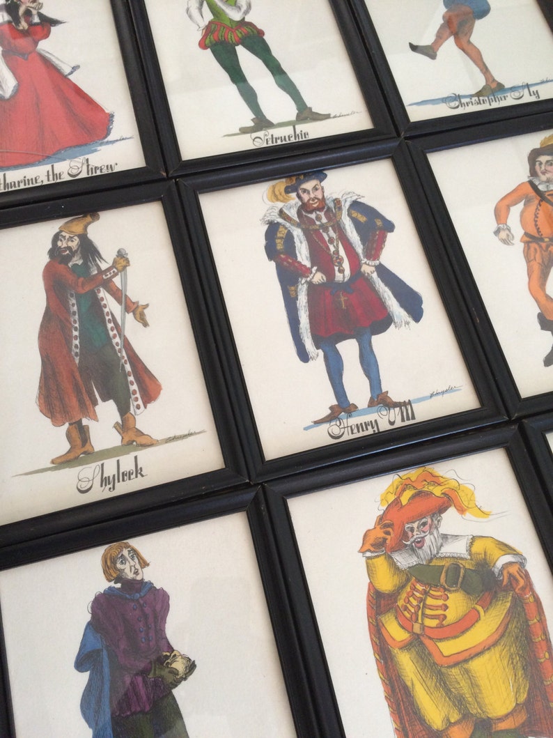 SET of 12 Framed Shakespeare Character Illustrations - Etsy