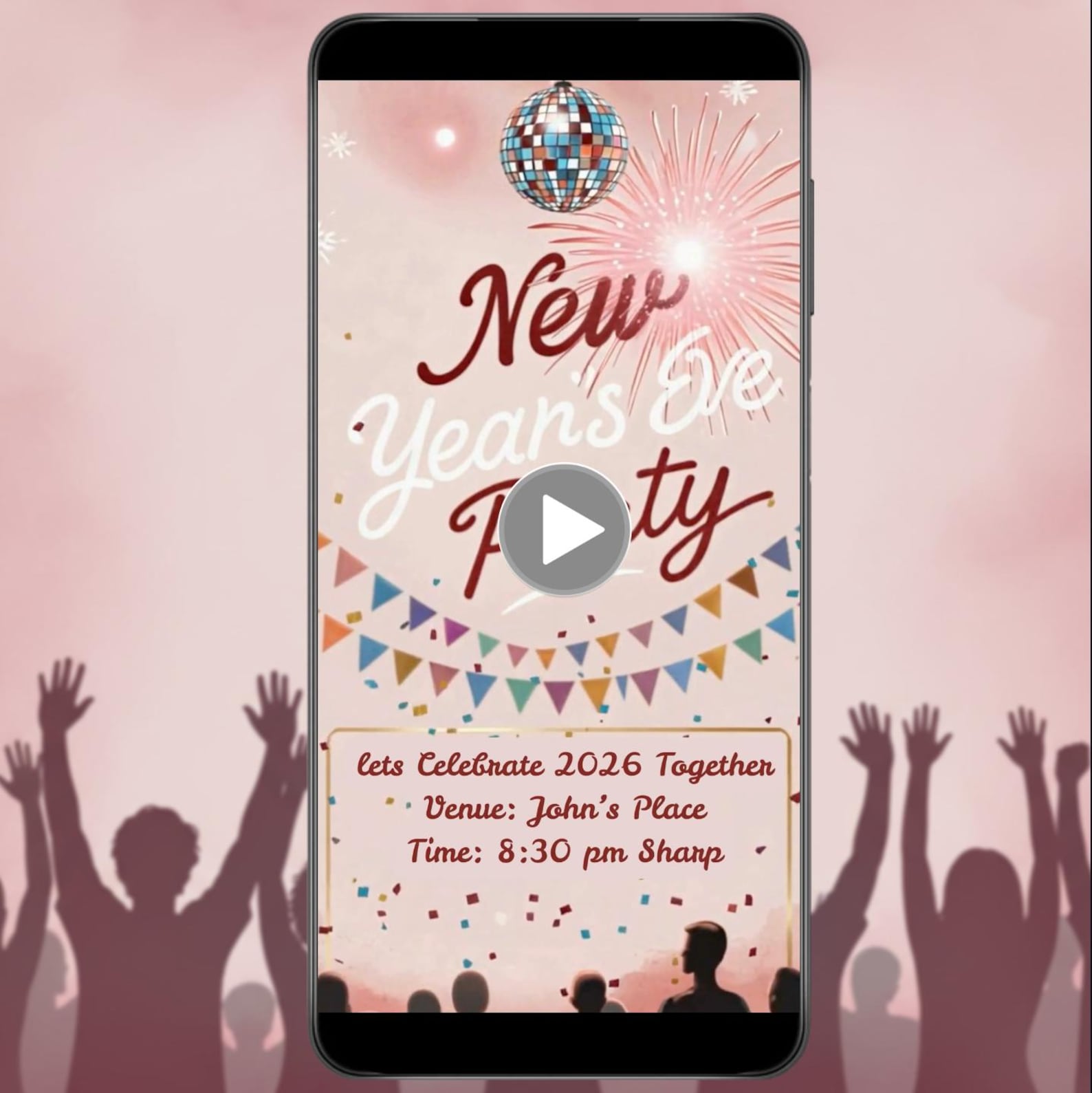 Animated New Year 2026 Card | Party Invitation | Editable Canva Video ...