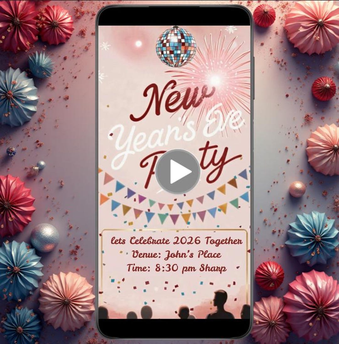 Animated New Year Eve Invitation 2026 | Digital NYE Party Video ...