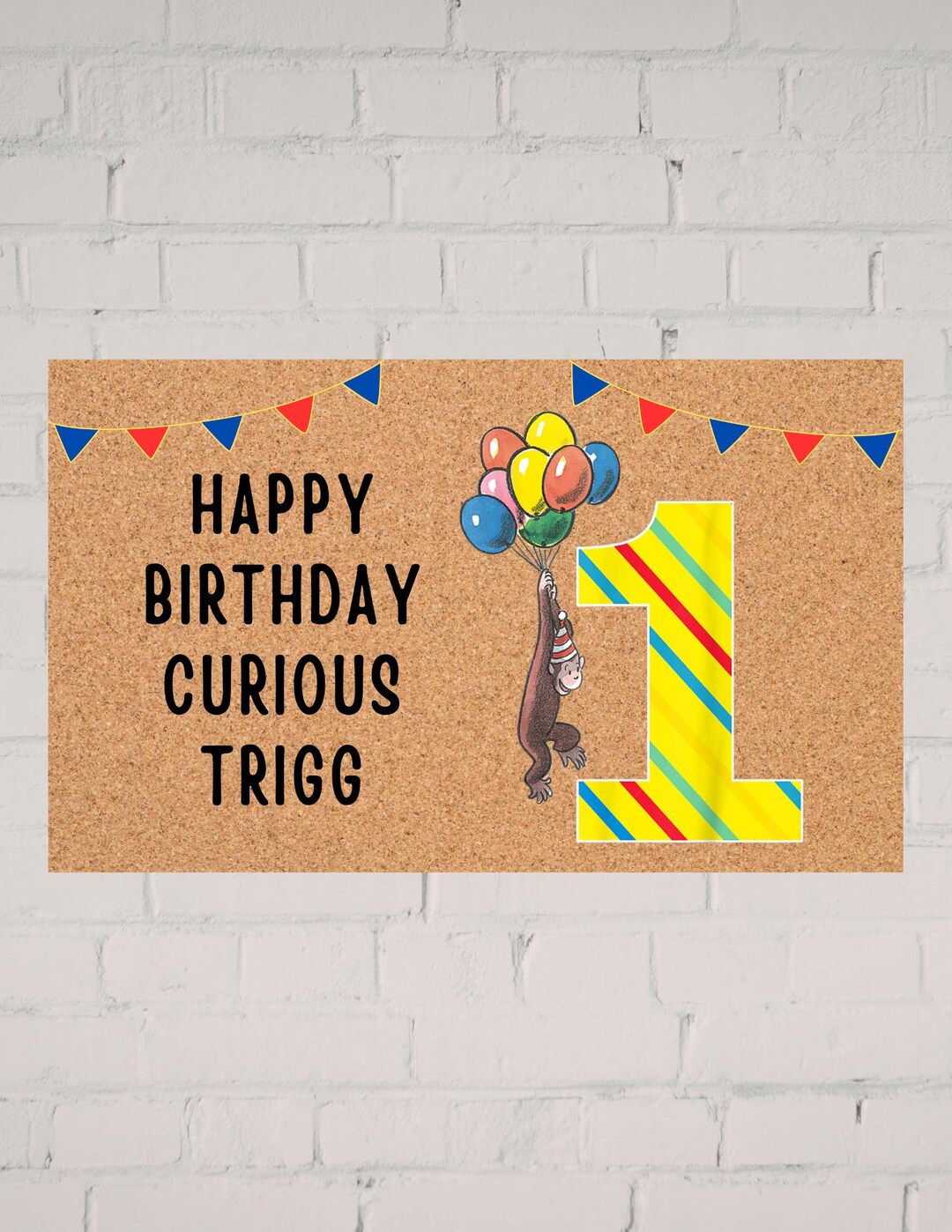 Curious Monkey 1st Birthday Banner | Editable Party Decor (canva ...