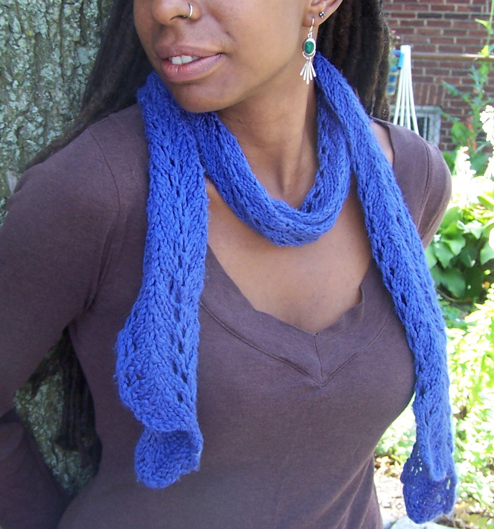 Knit Scarf Pattern Vine & Leaf Lace Scalloped Scarf - Etsy