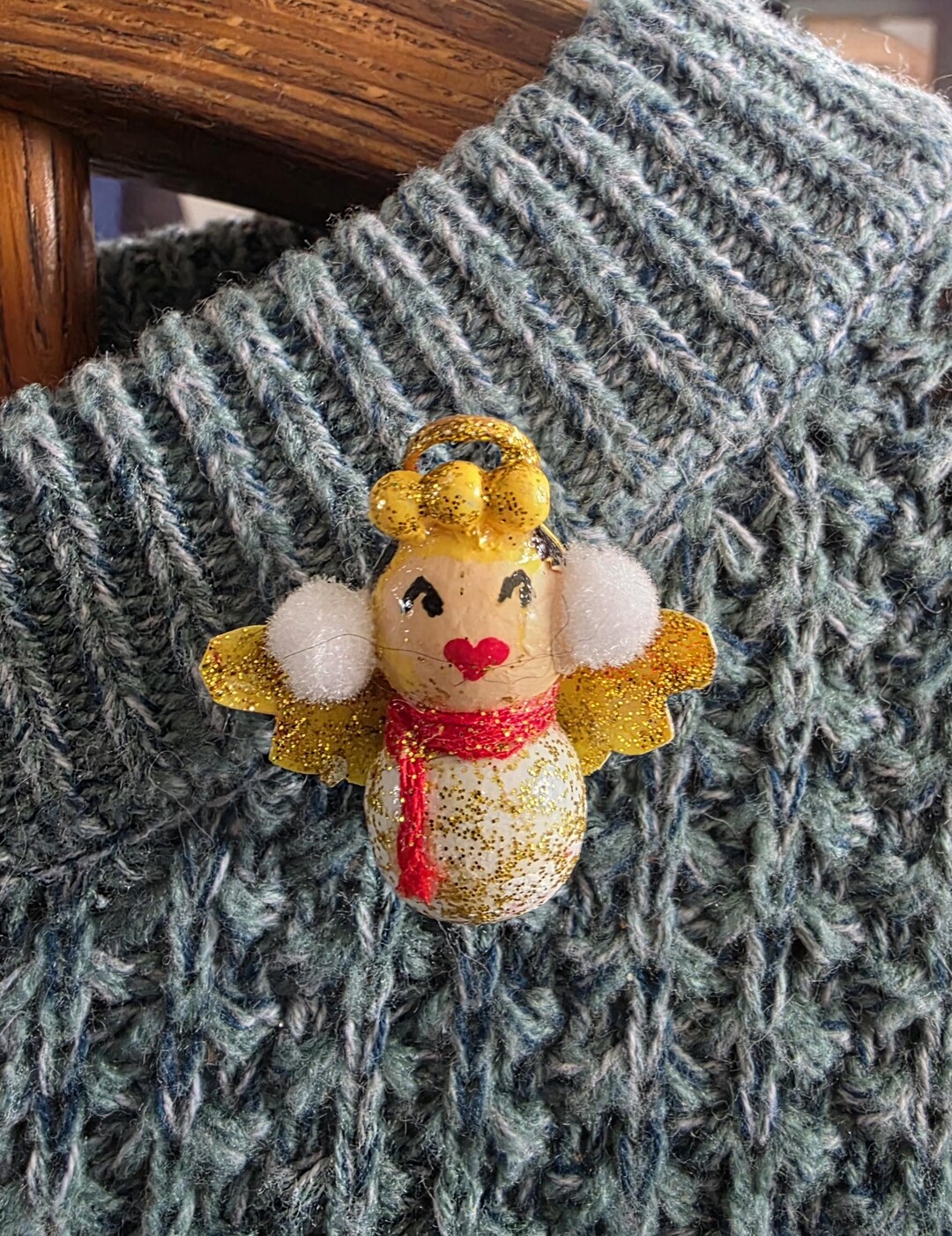 Angel With Ear Muffs Pin - Etsy