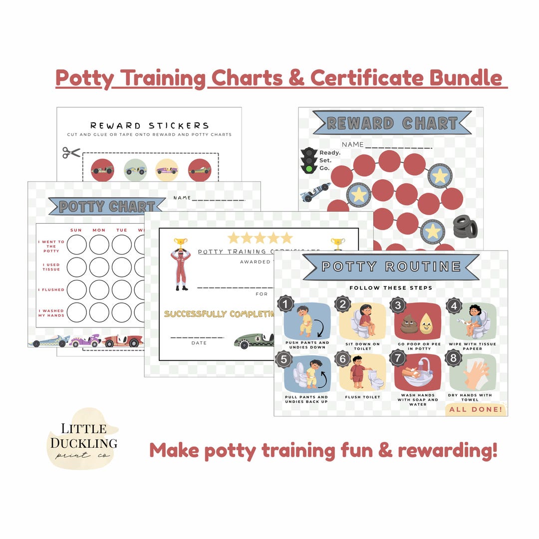 Racetrack Potty Training Bundle, Printable Certificate, Bathroom ...