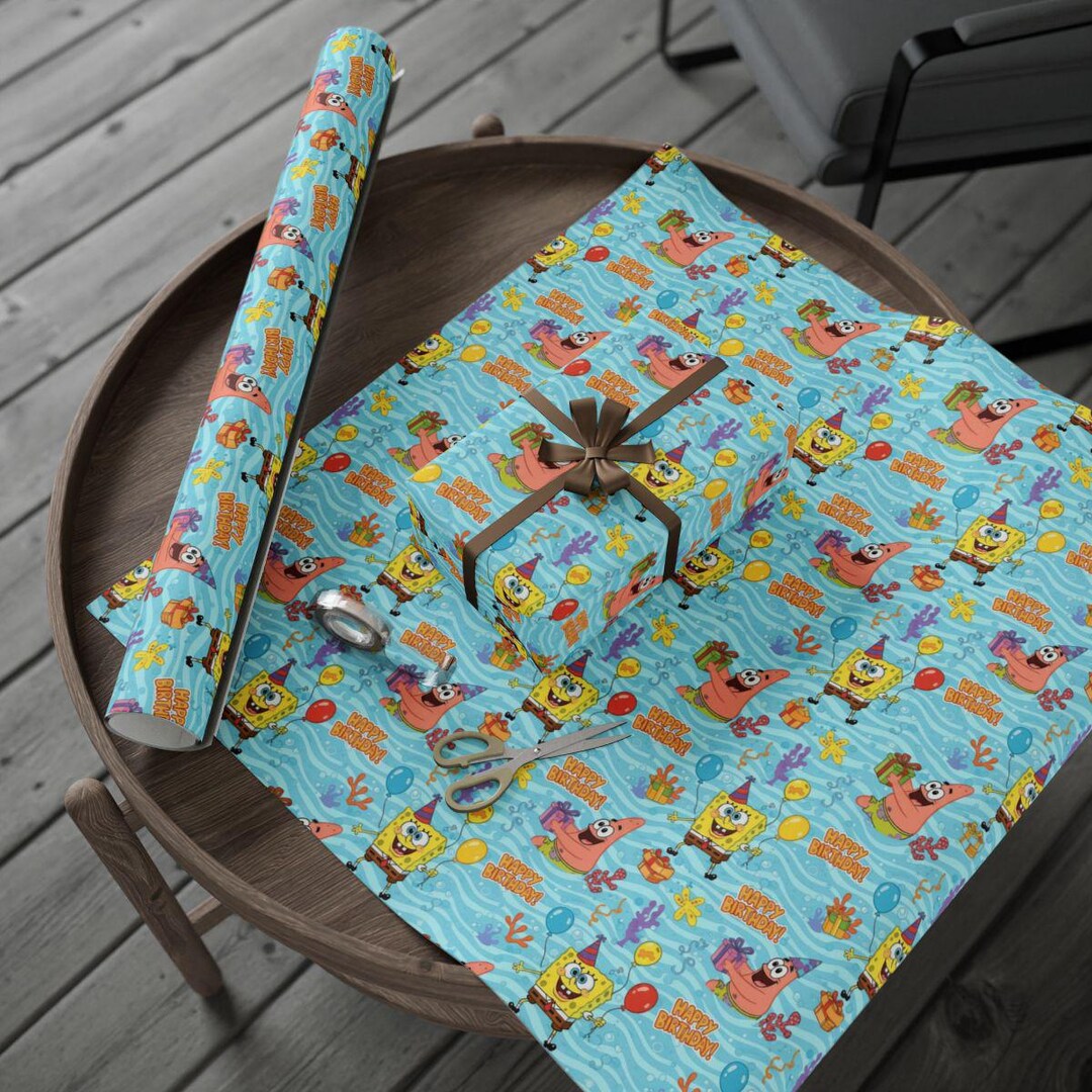 Spongebob Birthday Wrapping Paper, Seamless Cartoon Pattern - Etsy