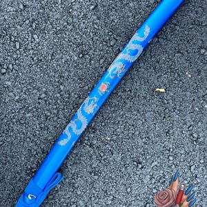 Handmade Carbon Steel Katana: Blue Wrapped Samurai Sword With Display ...