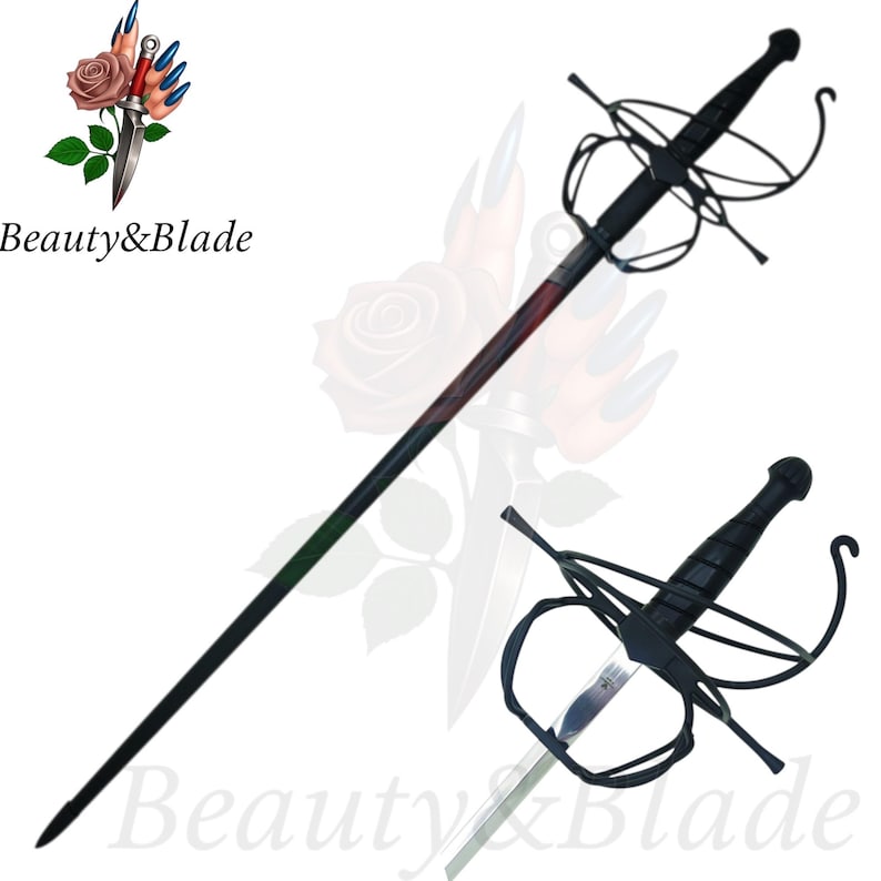Medieval Rapier Sword, Fencing Rapier Spiral Swept Hilt Sword, Comes ...