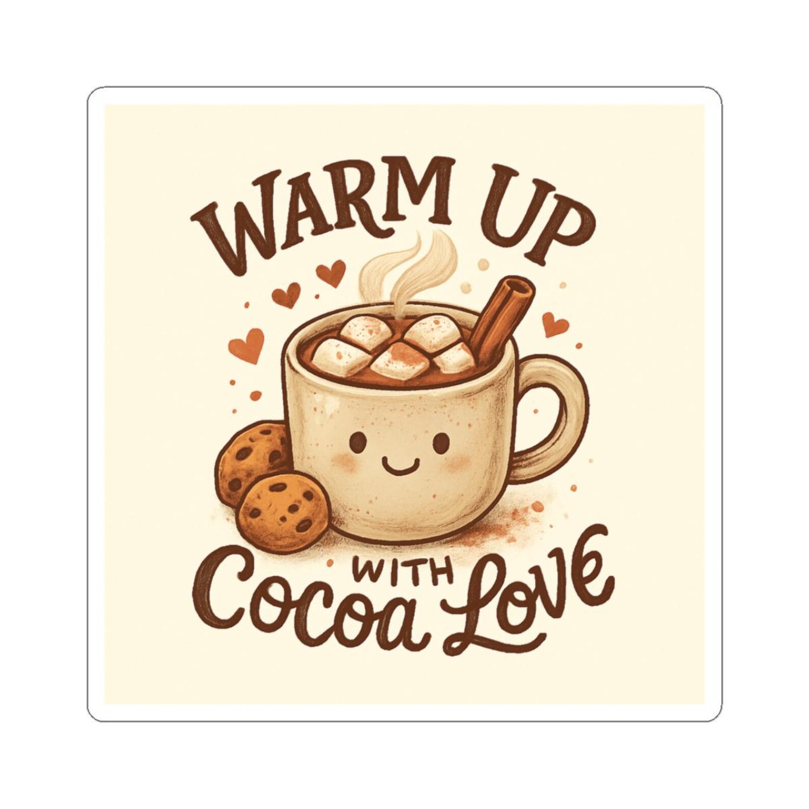 Warm up With Cocoa Love Sticker | Hot Chocolate Cute Mug Kiss-cut - Etsy