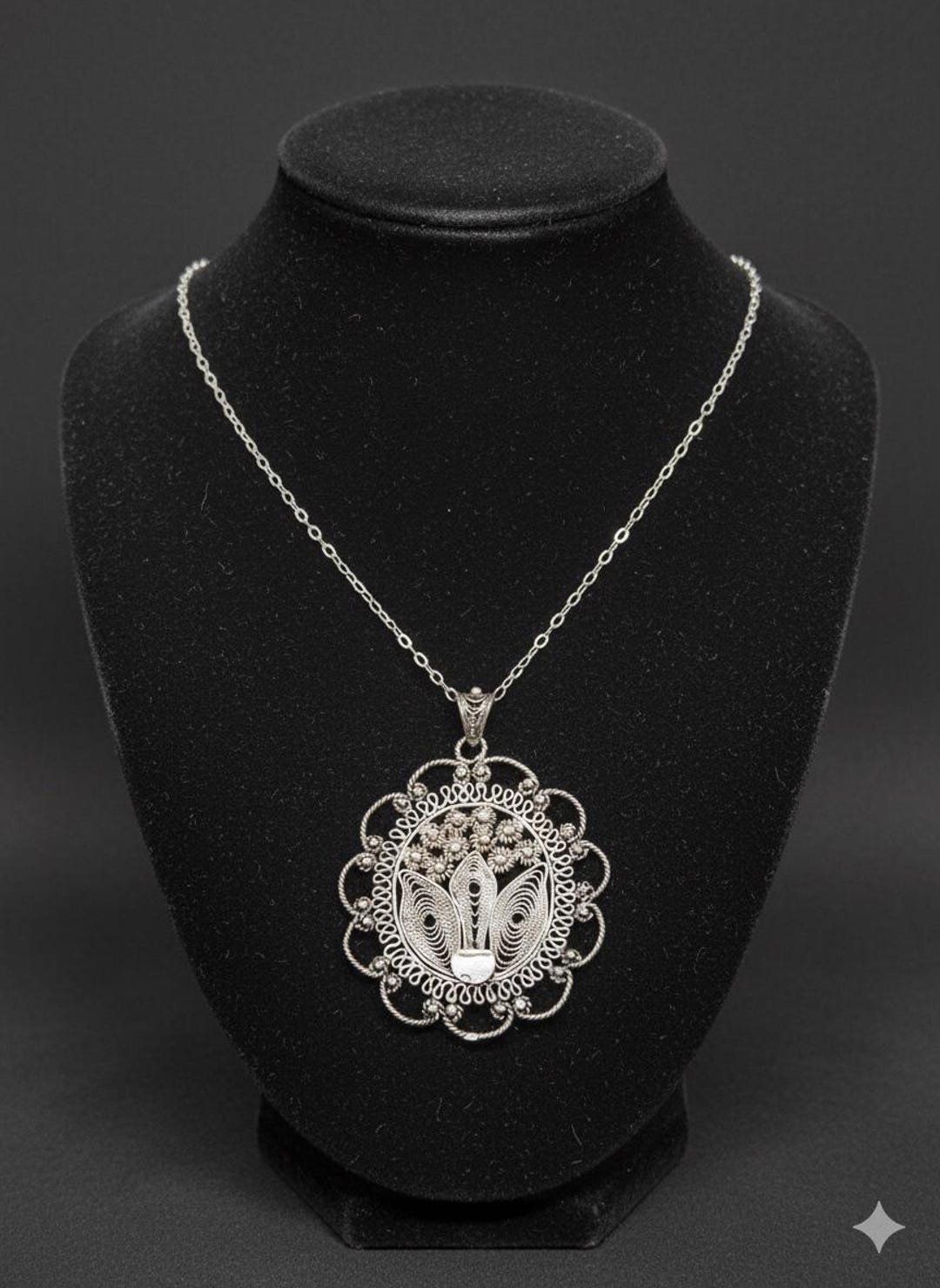 Vintage Balkan Silver Filigree Pendant – Handcrafted Ethnic Jewelry ...