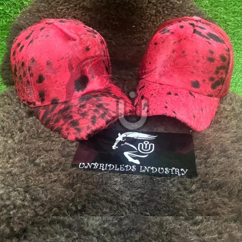 2026 New Red Cowhide Hair-on Baseball Cap – Western Rodeo Cap – Unique ...