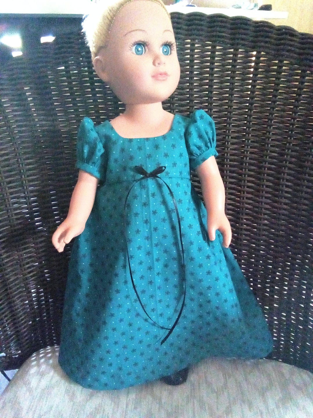 Dark Turquoise Print Dress for 18"doll - Etsy