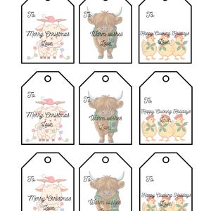 Farm Animal Christmas Gift Tags - Etsy