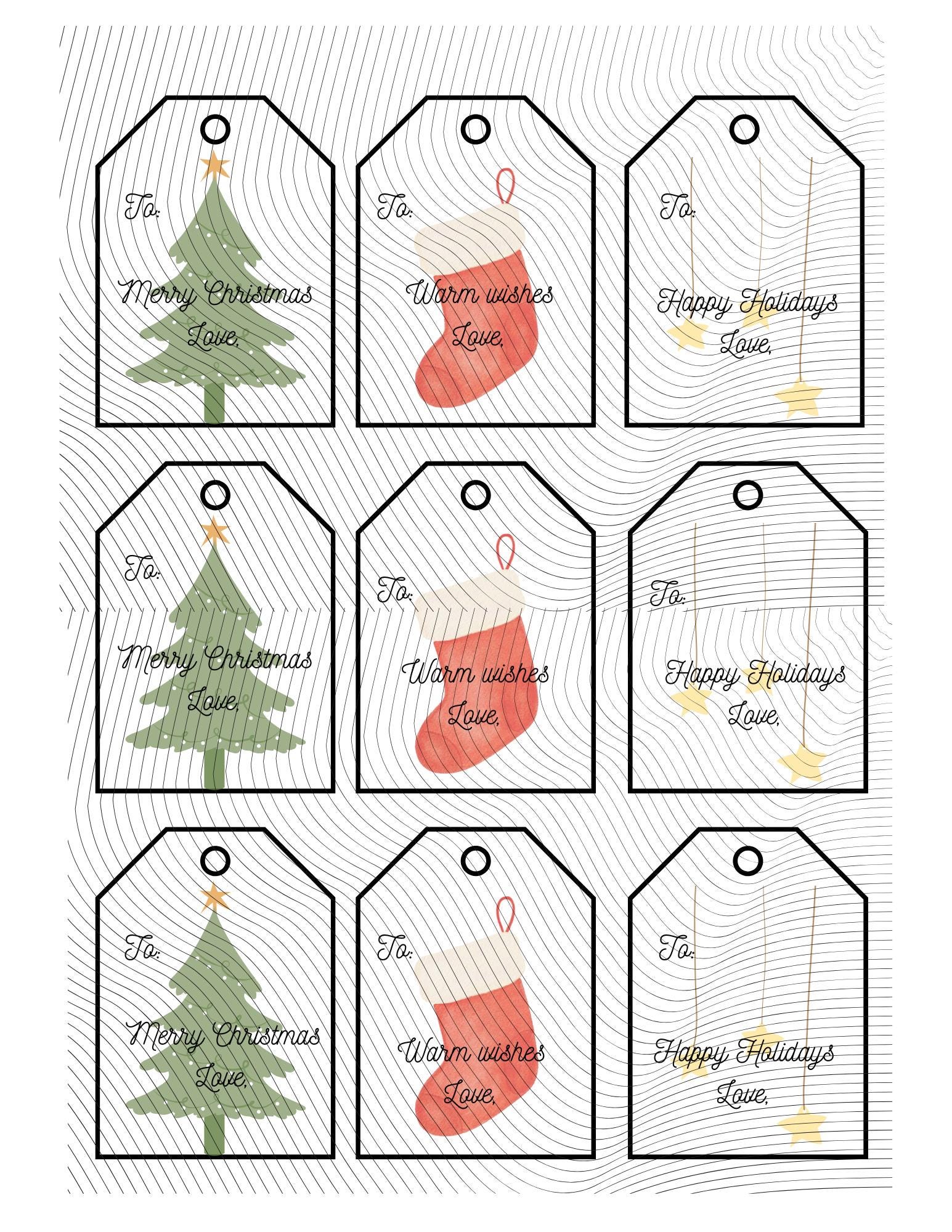 Printable Holiday Gift Tag, Printable Christmas Gift Tag, Digital ...