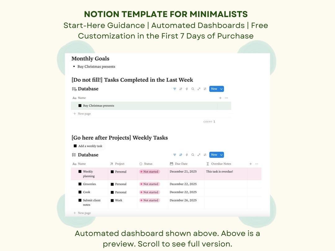 Minimal Digital Planner 2026 Notion Template: Task Manager, Notion Meal Planner, Period Tracker ...