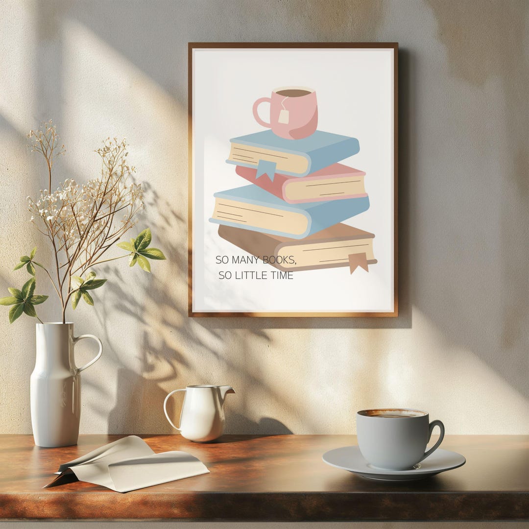 Book Quote Art Print, Cozy Books Illustration, Gift for Book Lover ...