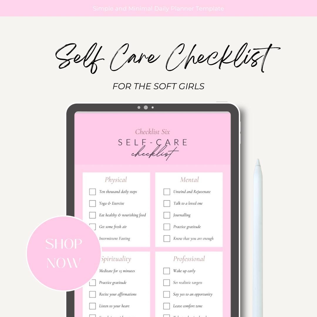 Soft Life Self Care Checklist | Fashion Psychology Self-care E ...