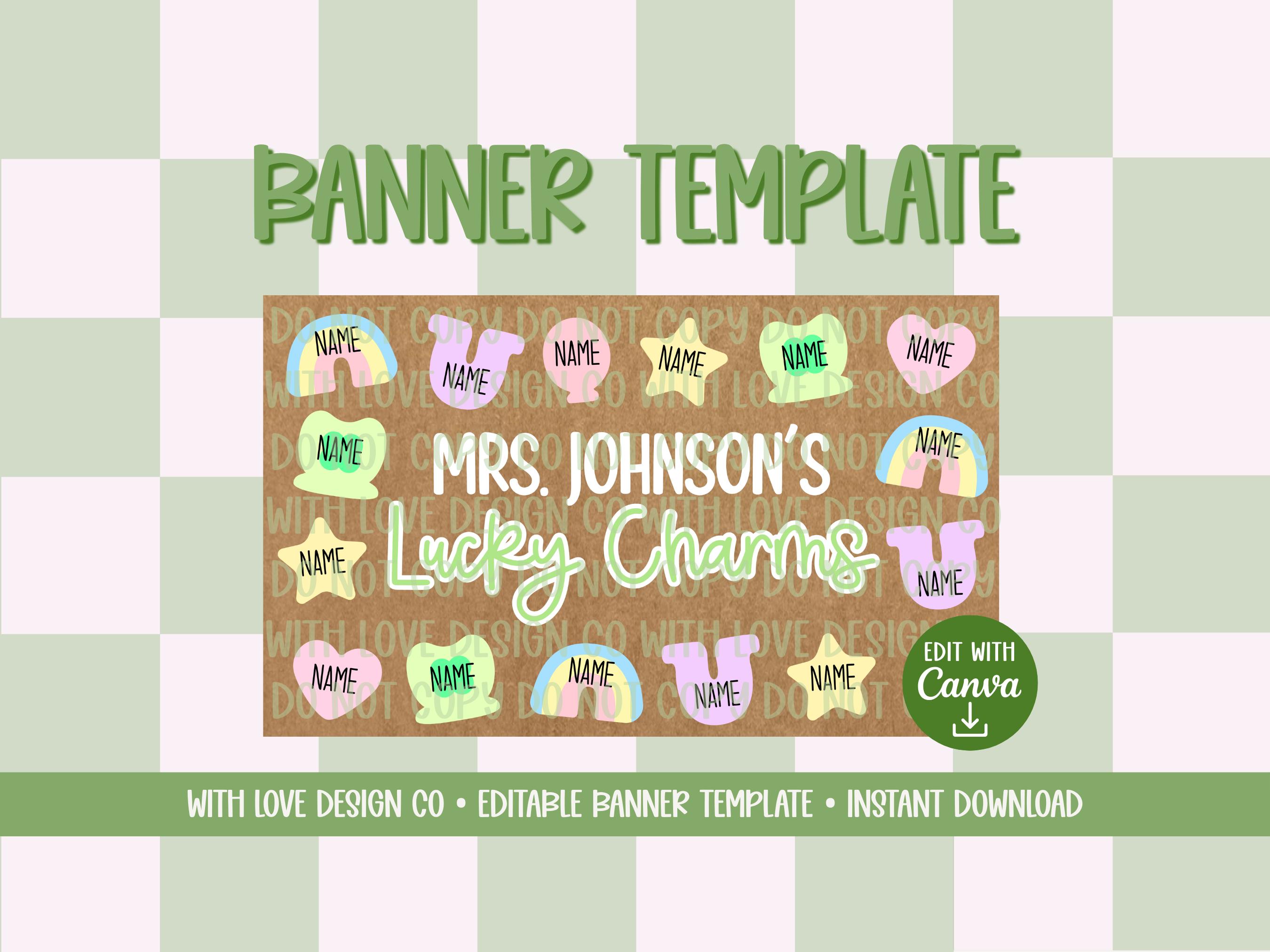 Classroom Lucky Charms Banner Template Mockup | St. Patrick's Day Theme ...