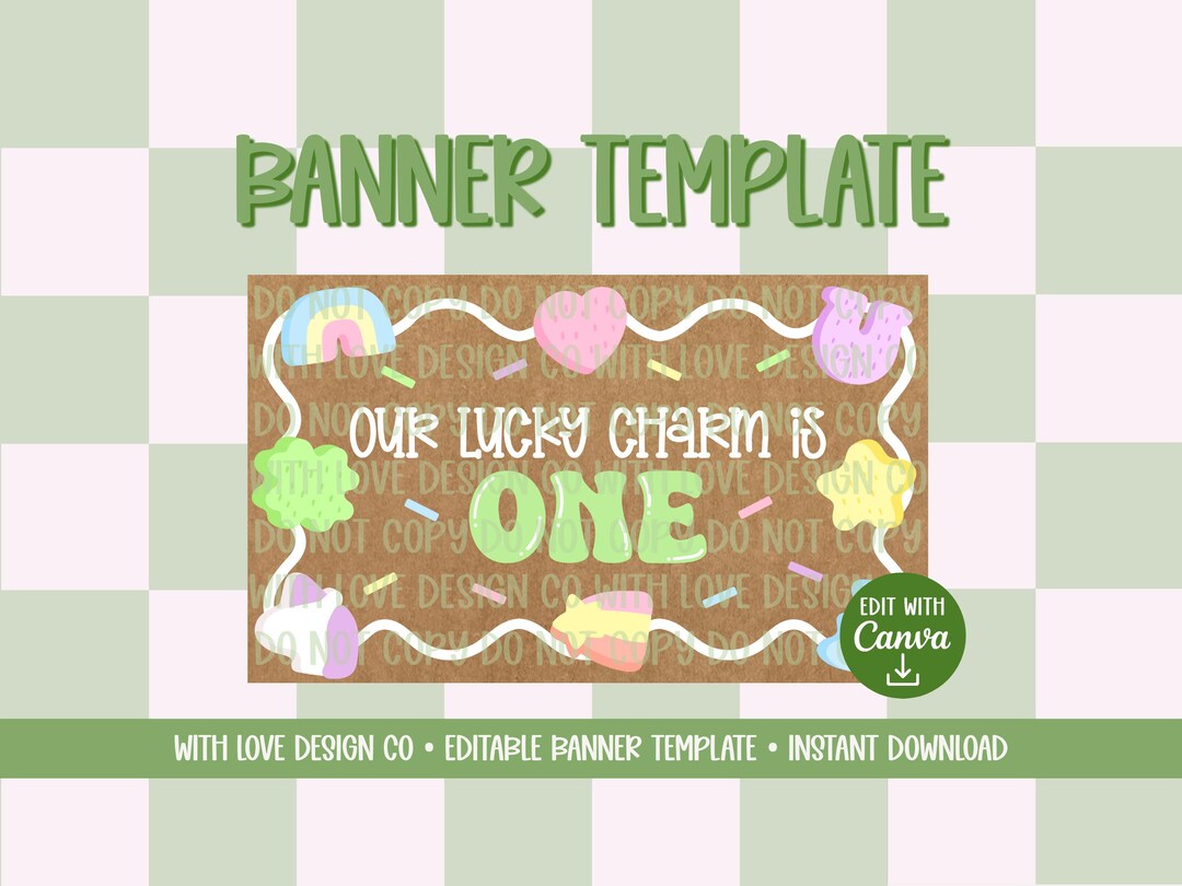 One Lucky Charm Banner Template Mockup | St. Patrick's Party Theme ...