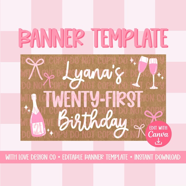 Birthday Champagne Banner - Etsy