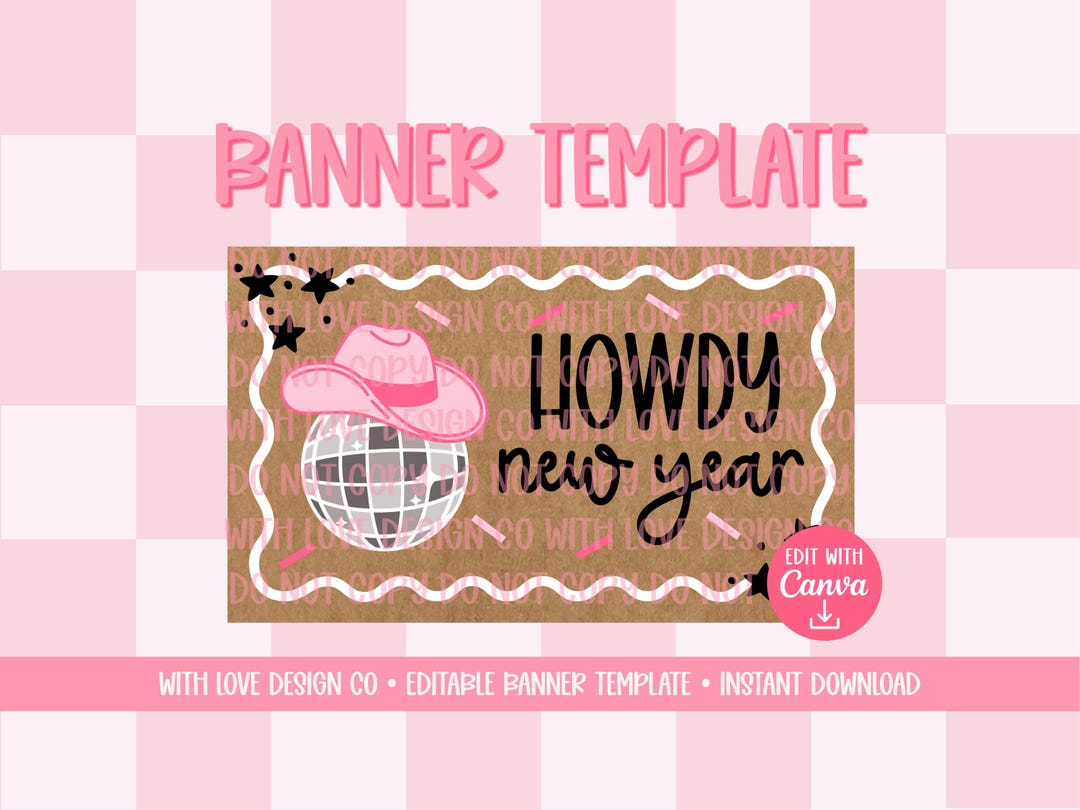Howdy New Year Banner Template Mockup | New Years Eve Party Decor | New ...