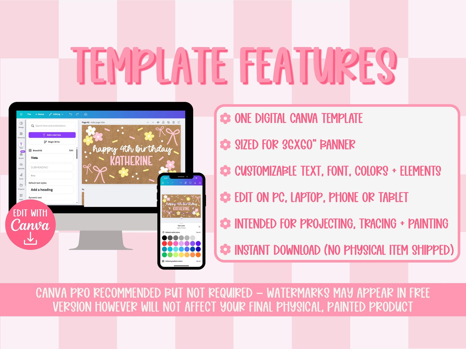 Girls Just Wanna Be ONE Banner Template Mockup | Birthday Party Event ...