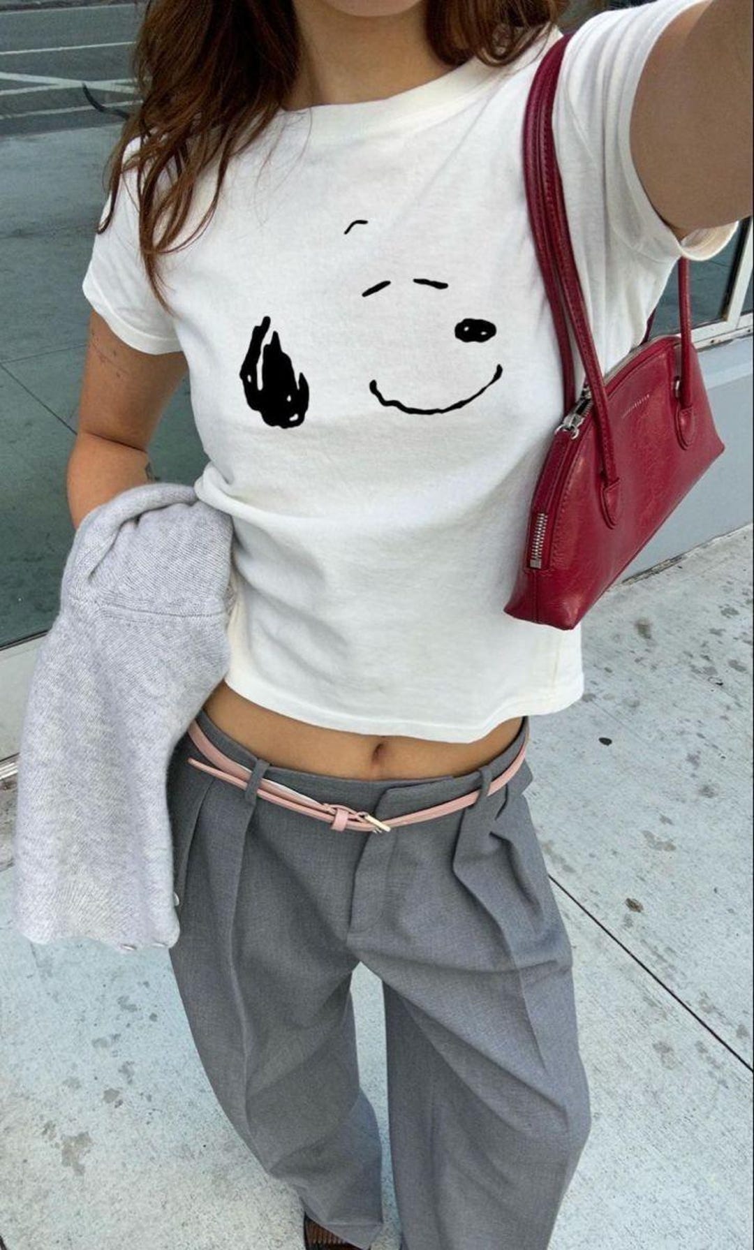Y2K Snoopy Inspired Baby Tee - Cute Beagle Graphic Tee, Y2K Baby Tee ...