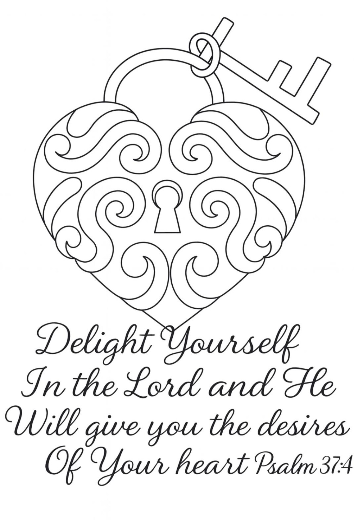 Heart Lock Christian Coloring Page - Etsy
